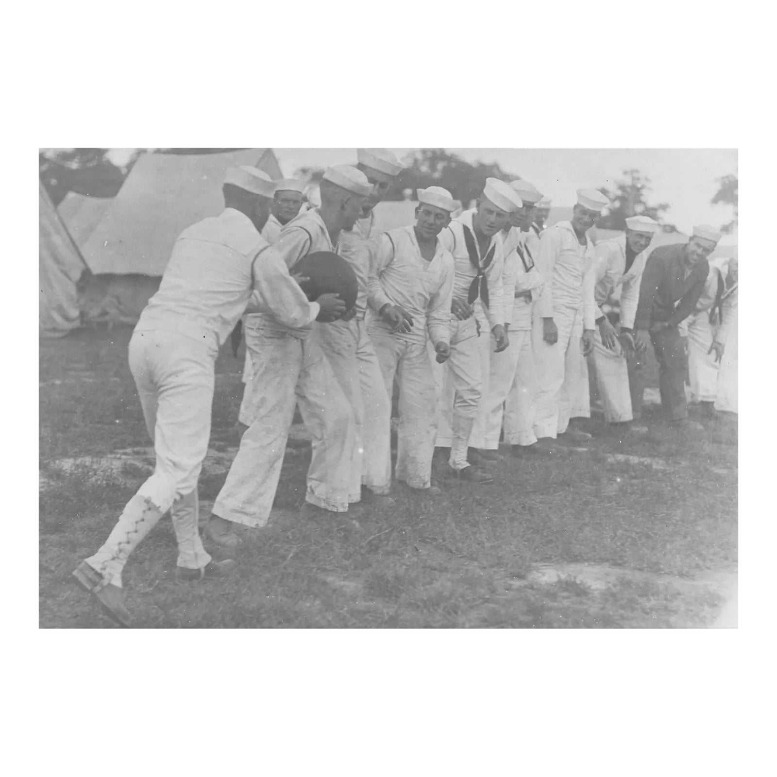 1918 Sailors Exercising With Medicine Ball Antique Photograph | Chairish