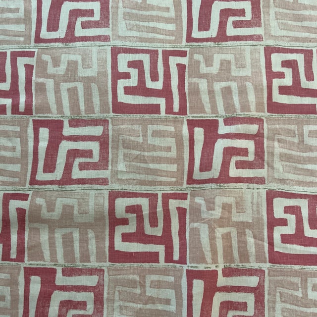 Penny Morrison Pink Kenil Linen Fabric - 2 Yards | Chairish