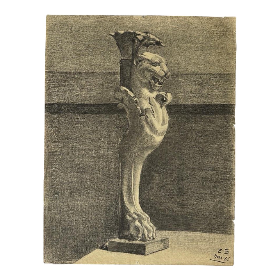 French Neoclassical Study of a Roman Lion Head Monopodium, Signed (1935 ...