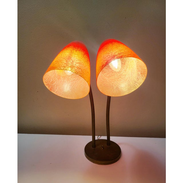 Vintage Spun Fiber Glass Shade Desk Lamp | Chairish