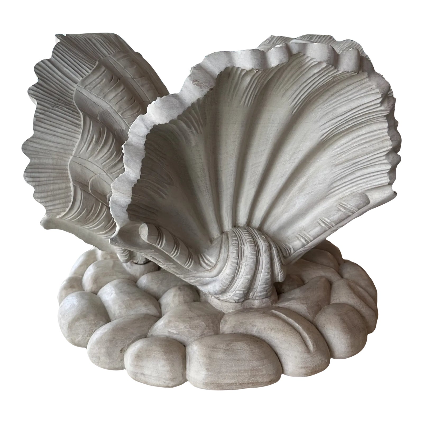 Vintage Italian Carved Wood Scalloped Clam Seashell Shell Coffee ...