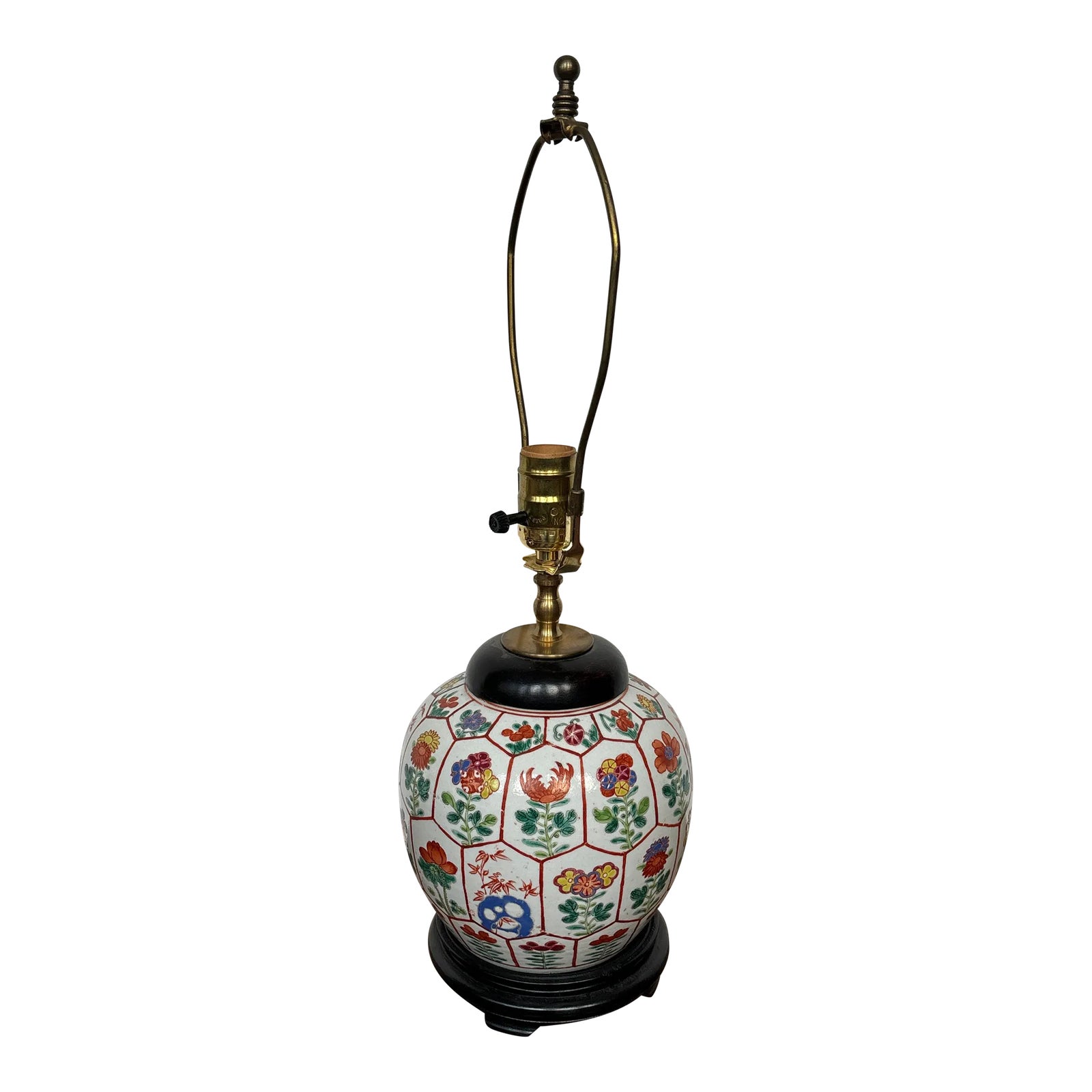 Early 20th Century Hand Painted Oriental Pot Lamps | Chairish