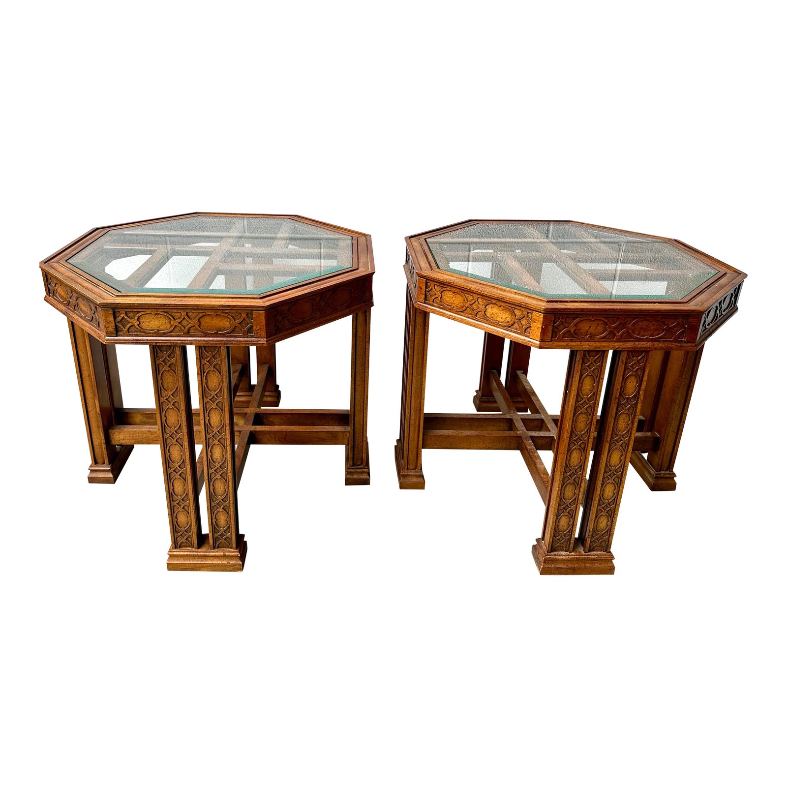 Vintage Octagon Fretwork Tables by Gordon’s Furniture Pair | Chairish