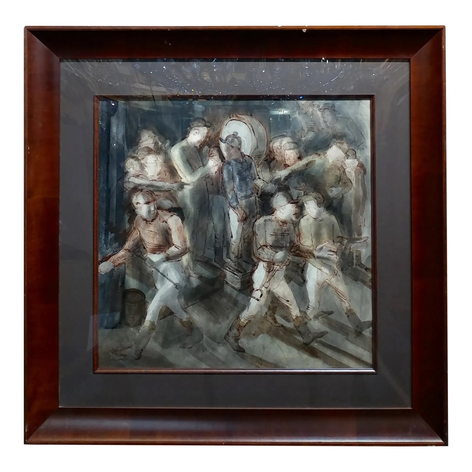 C. 1939 Carl Hugo Beetz "Jockeys" Mixed Media Painting | Chairish