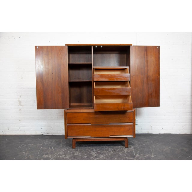 1960s Vintage Tall Walnut Sculptural Brutalist Style Highboy Wardrobe ...