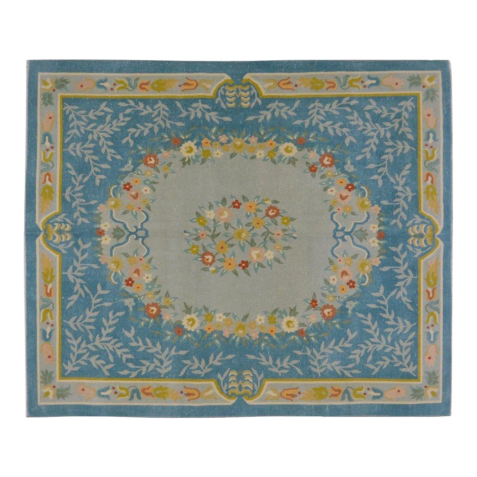 Vintage Spanish Aubusson Knotted Wool Rug, 5'8''x6'8'' | Chairish