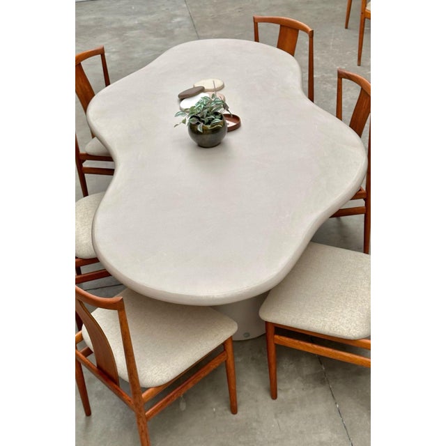 Contemporary Organic Shaped Natural Plaster Dining Table "Fluent" 240 ...