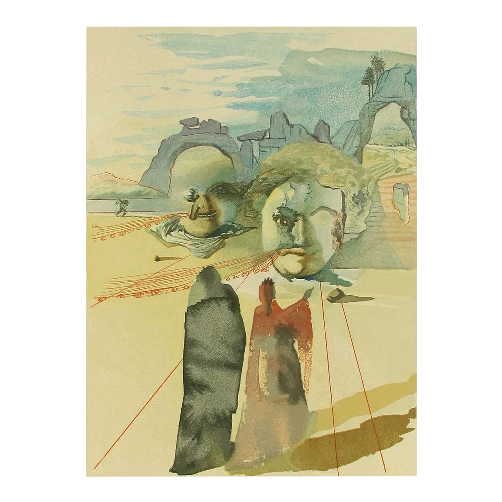 1960 Dali Woodcut Purgatory 20 Avarice & Prodigality | Chairish