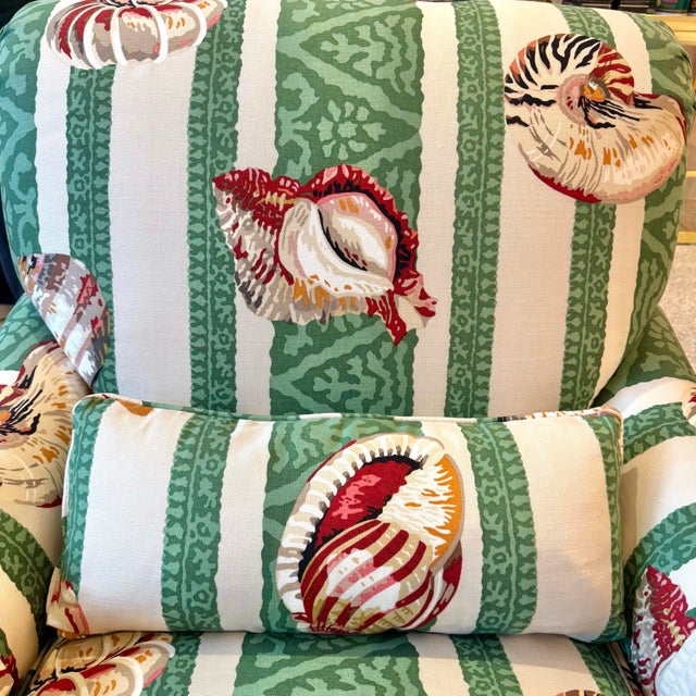 Vintage Green Stripe Shell Upholstered Armchair by Baker Furniture Co ...