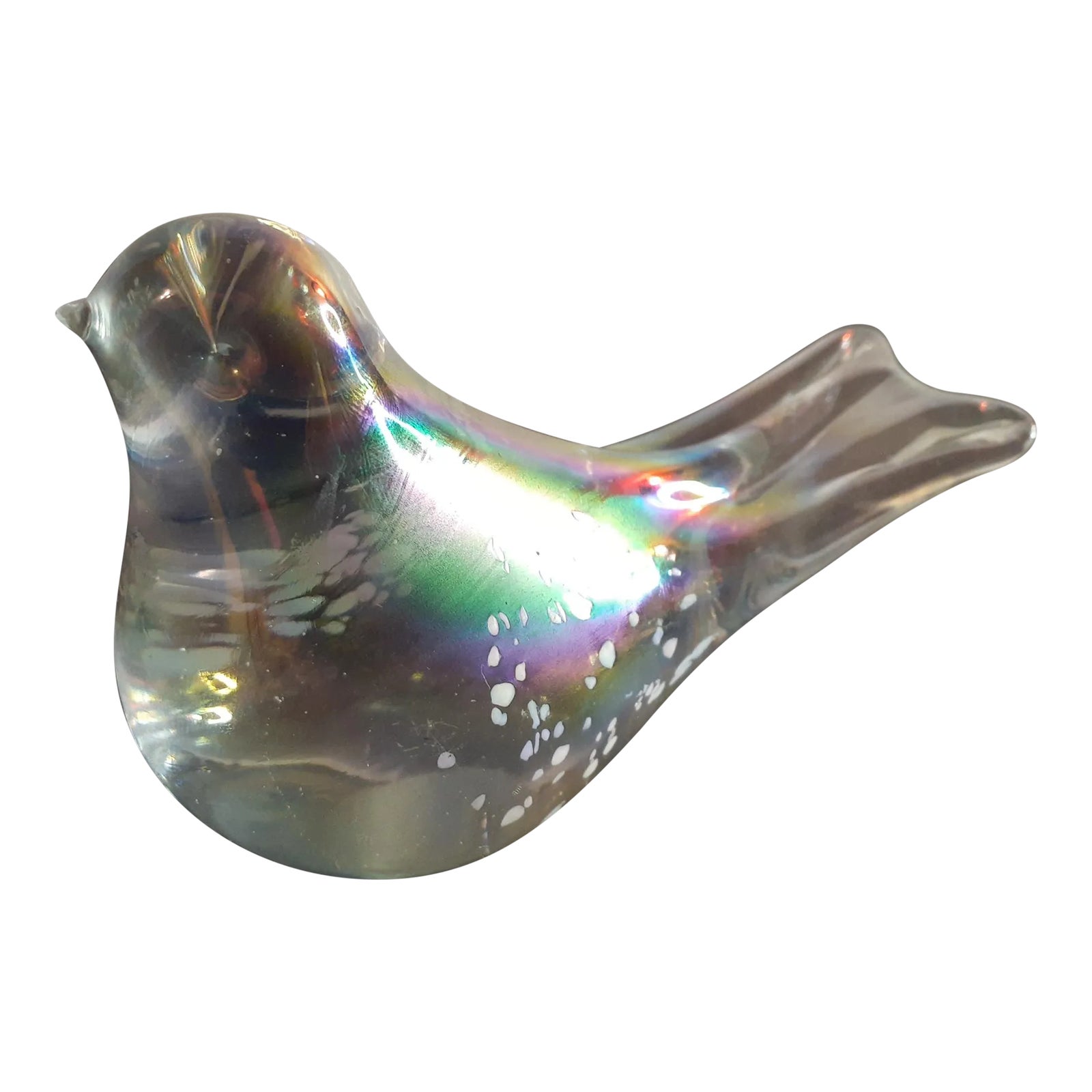 1970s Silvestri Italy Iridescent Glass Bird Figurine | Chairish
