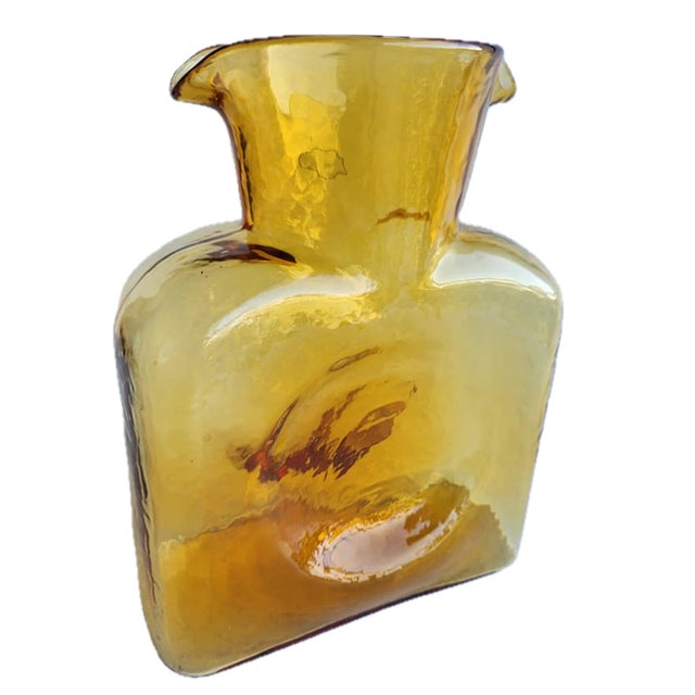 Blenko Glass Double Spout Water Carafe #384 in Amber | Chairish