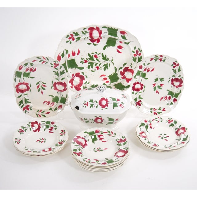 Beautiful American Adams Rose Ironstone Dinnerware Set | Chairish