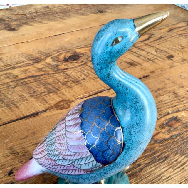 Pair of 1980s Ethan Allen Home Collection Teal Ceramic Birds | Chairish