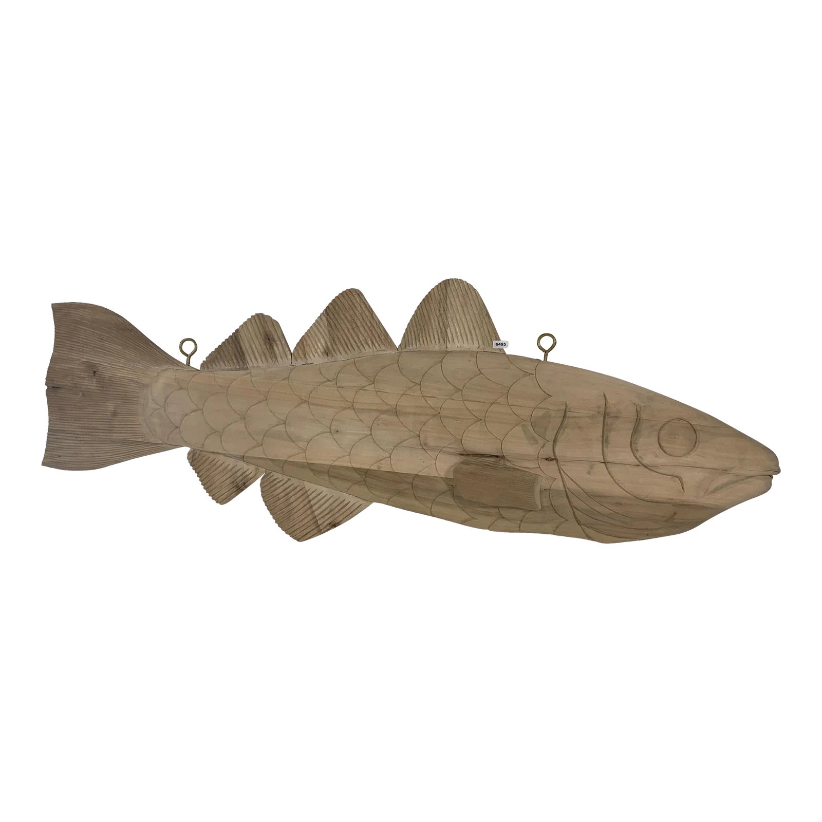 Six Foot Carved Wood Codfish | Chairish