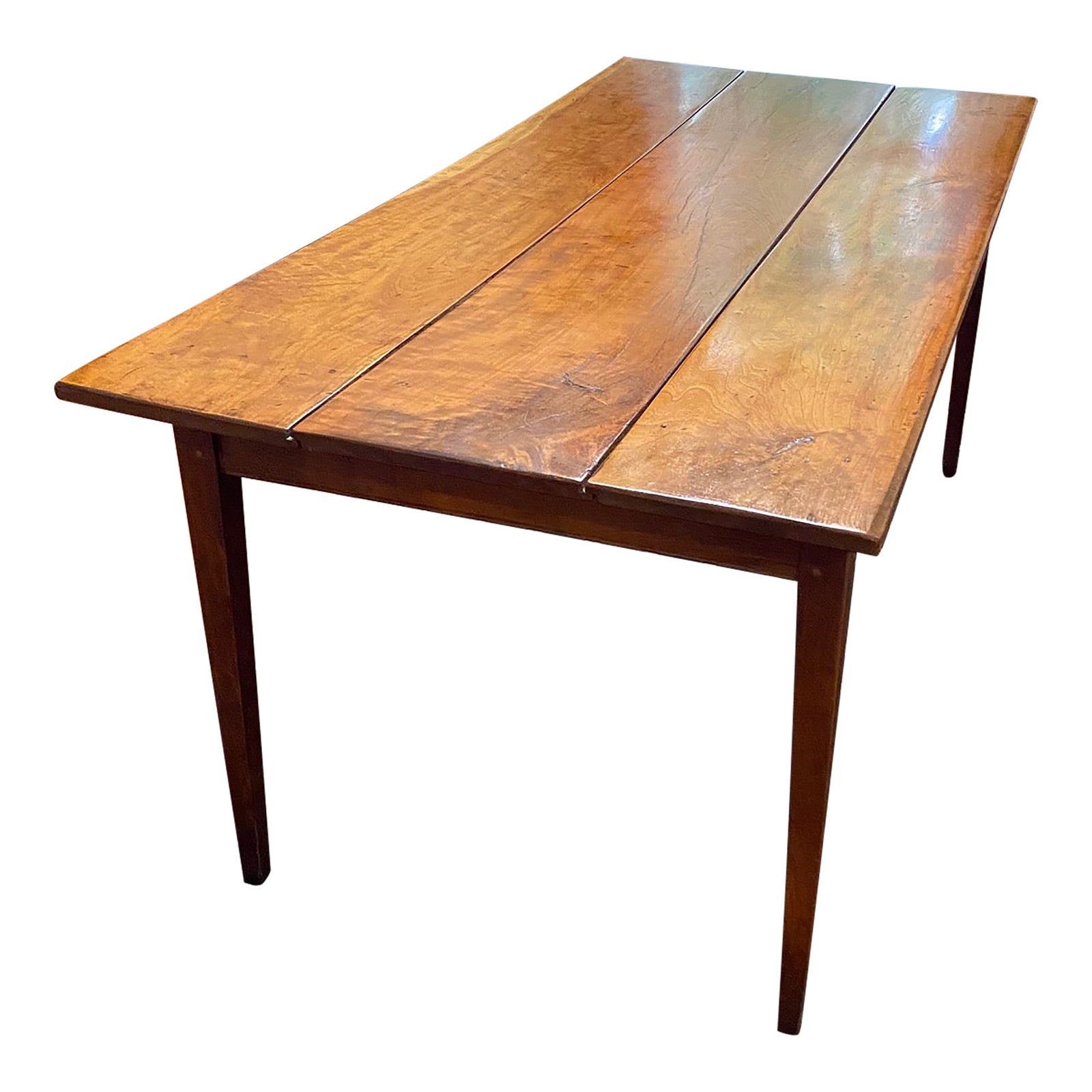 American Country Solid Cherry Slab Table | Chairish