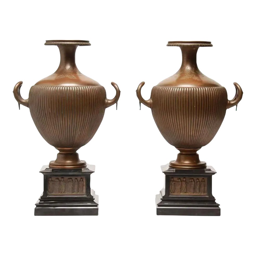 Neoclassical Bronze Vases in Form of Greek Hydra Water Jars - A Pair ...