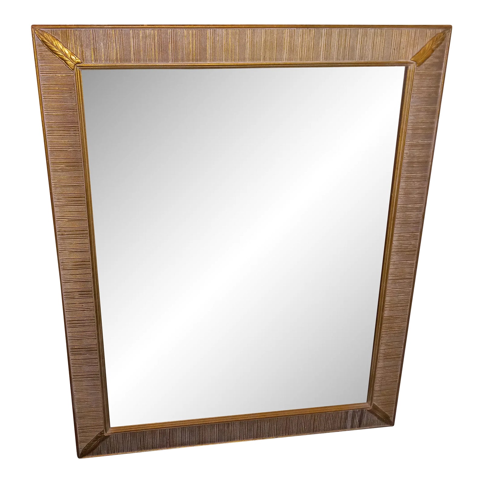 1990s Large Wood Bombay Style Mirror With Gold Leafs and Ridged ...