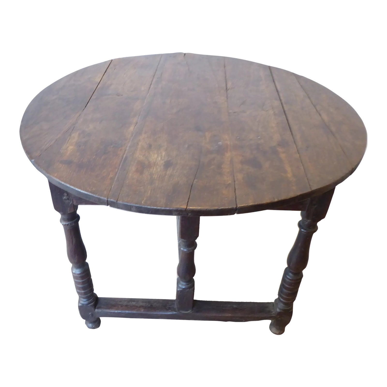 18th Century English Oak Tuck-Away Table | Chairish