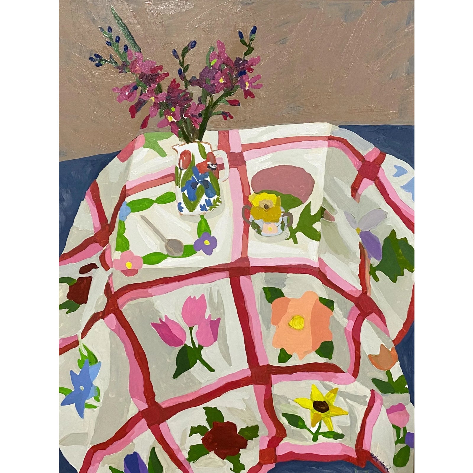 "Flower Quilt" Expressionist Still Life Oil Painting by Molly Mansfield ...