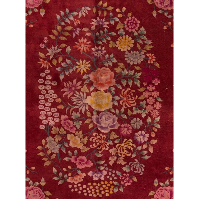 Antique Red Chinese Art Deco Rug 8 Ft 11 in X 11 Ft 5 In. | Chairish