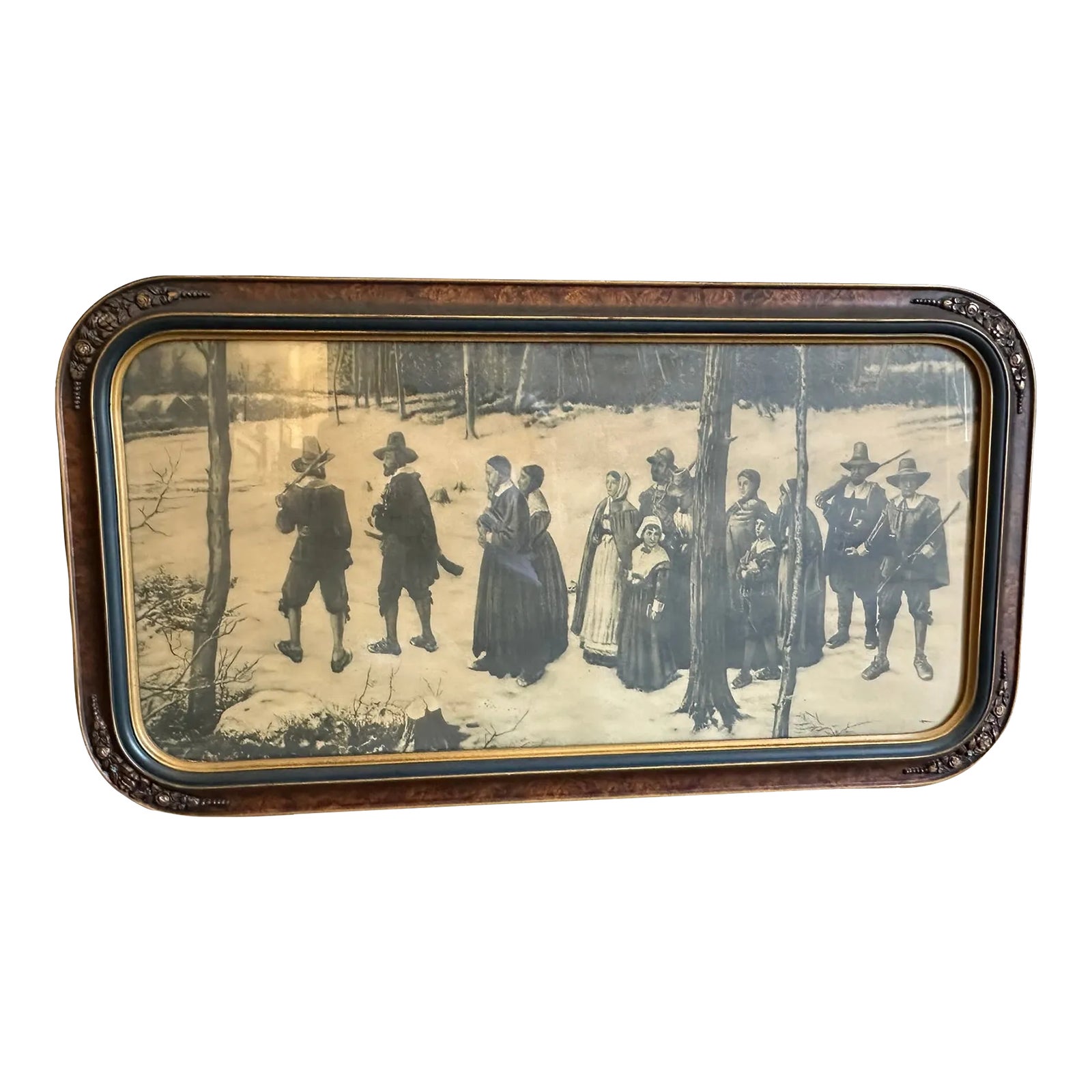 Vintage Americana George H. Boughton Print of Pilgrims Going to Church ...