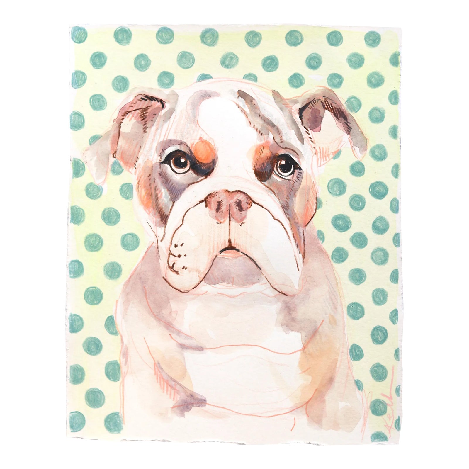 Sweet Drooler - Dog Portrait Painting on Paper Original Artwork by ...