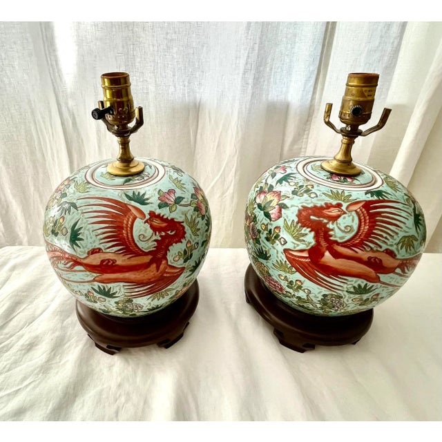 Vintage Chapman Porcelain Ginger Jar Lamps, a Pair | Chairish