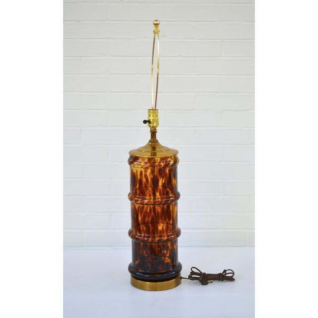 1950s Hollywood Regency Blown Glass Tortoise Shell Table Lamp | Chairish