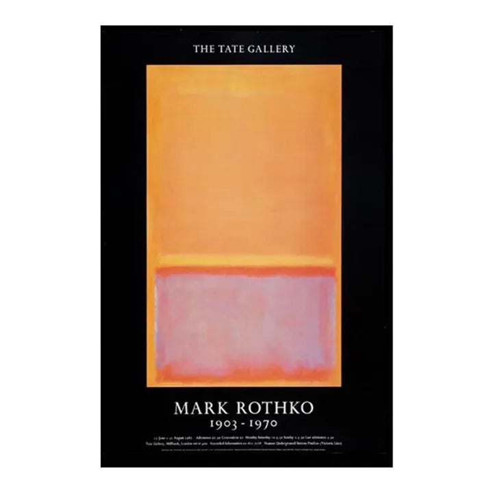 1987 Original Mark Rothko Tate Gallery Exhibition Poster London | Chairish