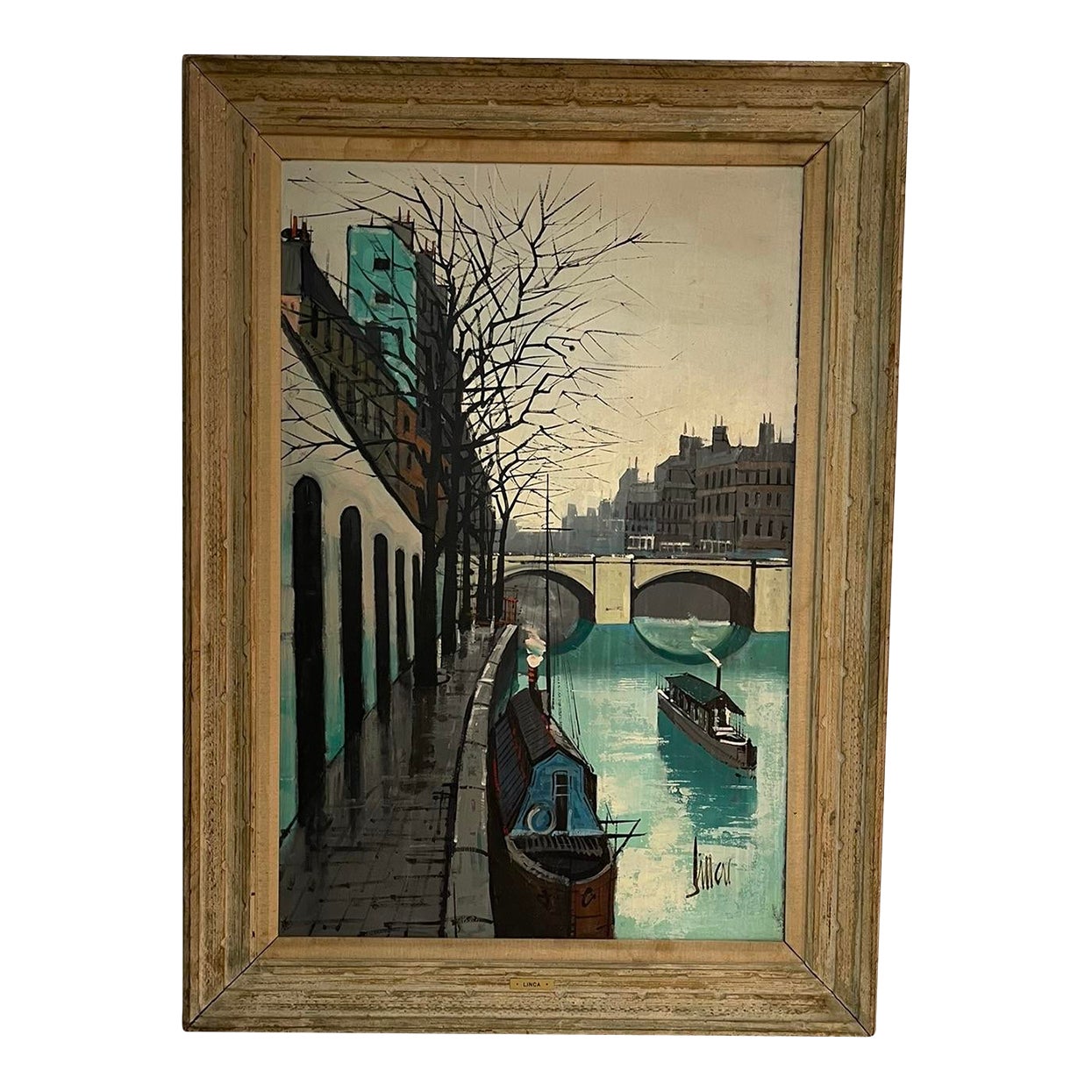 Enzo Linca 1950 Modern Parisian Cityscape Framed Oil Painting on Canvas ...