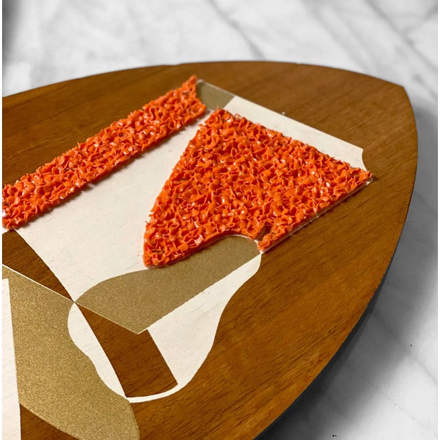Mid-Century Atomic Walnut Orange Popcorn Wall Hanging Plaques – Set of ...