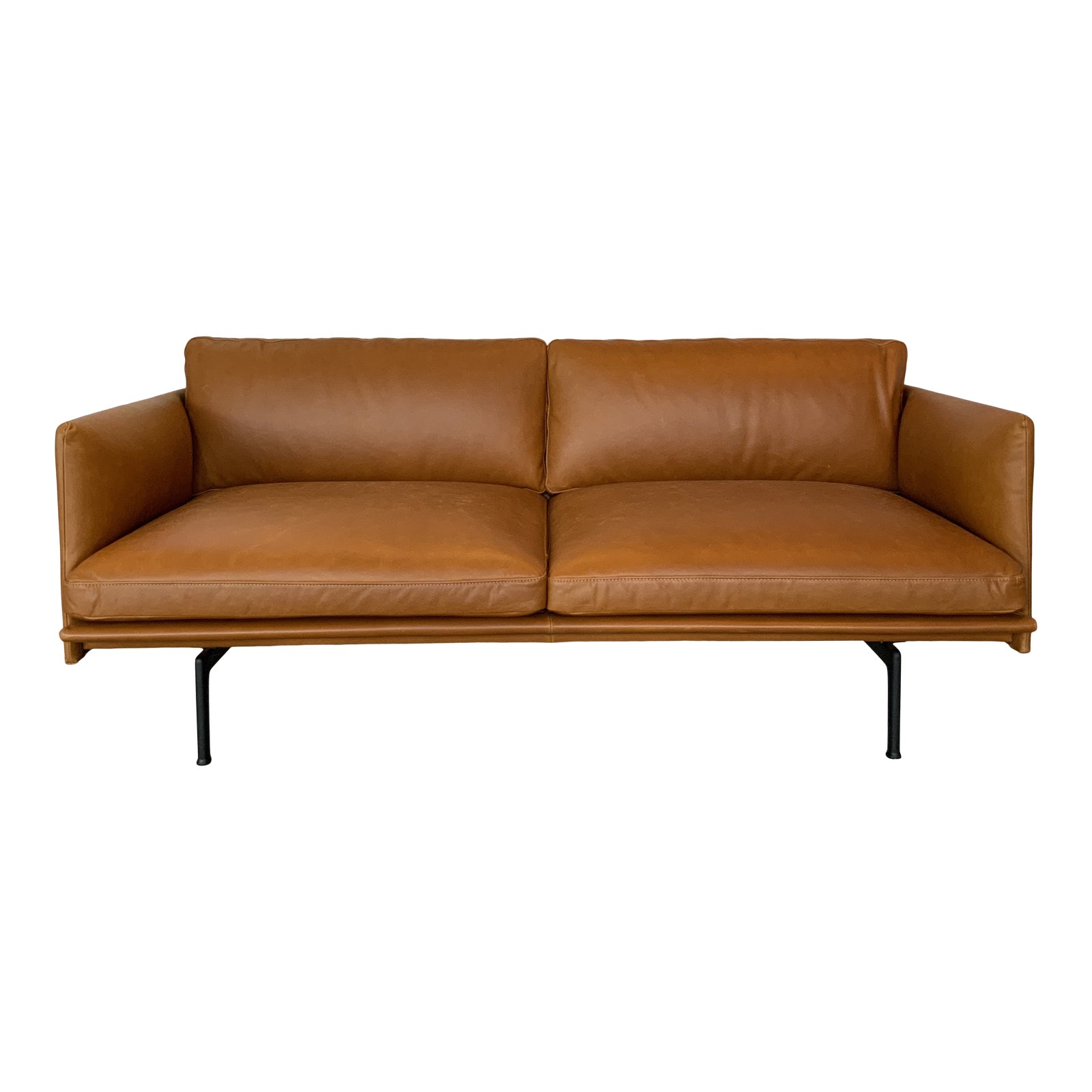 Muuto Outline Sofa in Cognac Leather Designed by Anderson & Voll | Chairish