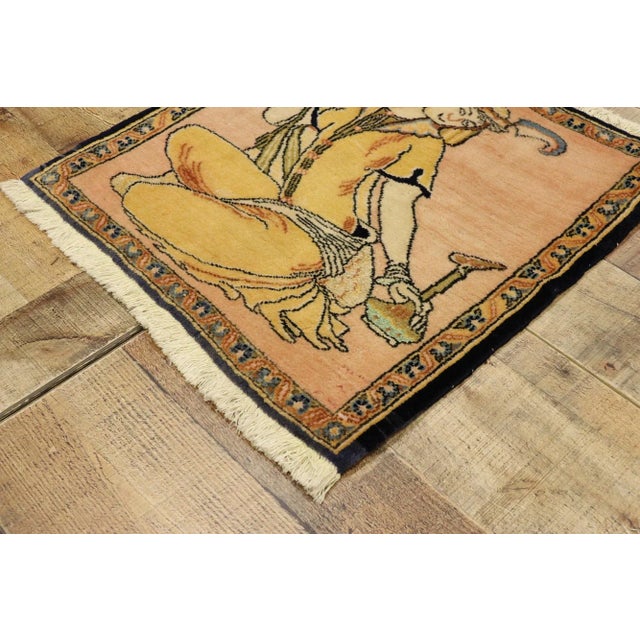 Vintage Persian Khamseh Pictorial Rug, Persian Wall Hanging - 01'08 X ...