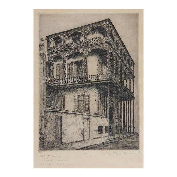 Vintage French Quarter New Orleans Etching by Willie Reed Rowe | Chairish