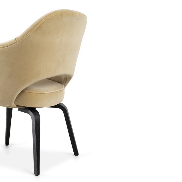 Saarinen Executive Arm Chairs in Sand Velvet and Ebony Walnut Legs by ...
