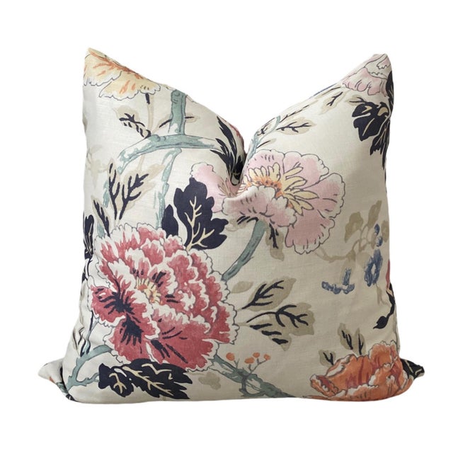 Contemporary Pastel Pink Floral 22" Pillows - a Pair | Chairish
