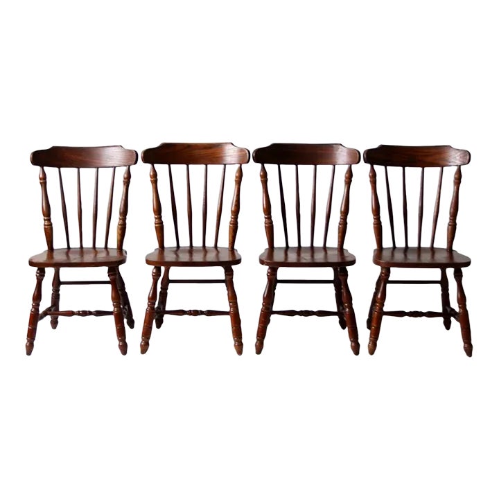 Vintage Oak Dining Chairs Set of 4 | Chairish