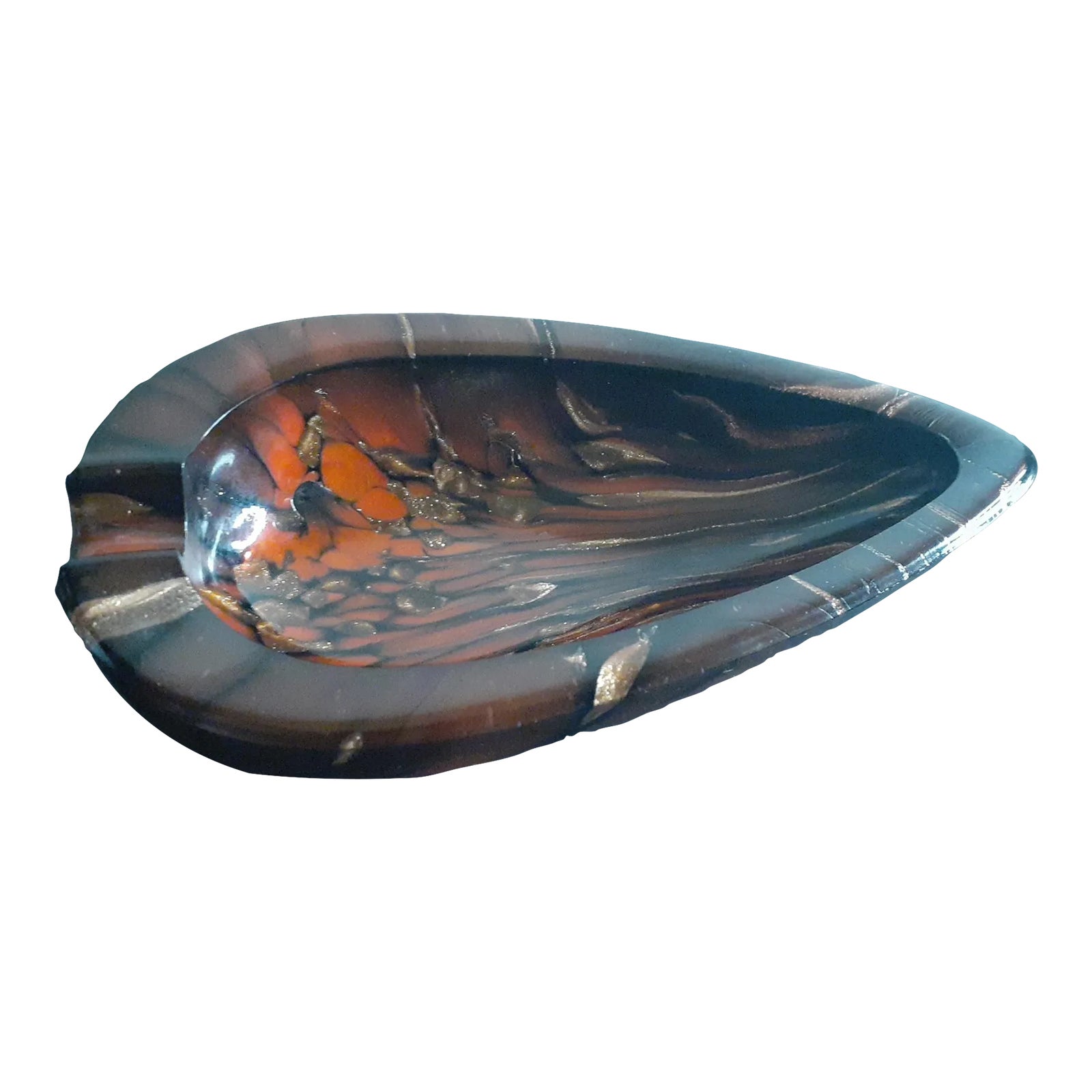 1960s Carnelian Jasper Leaf Shape Single Ashtray | Chairish