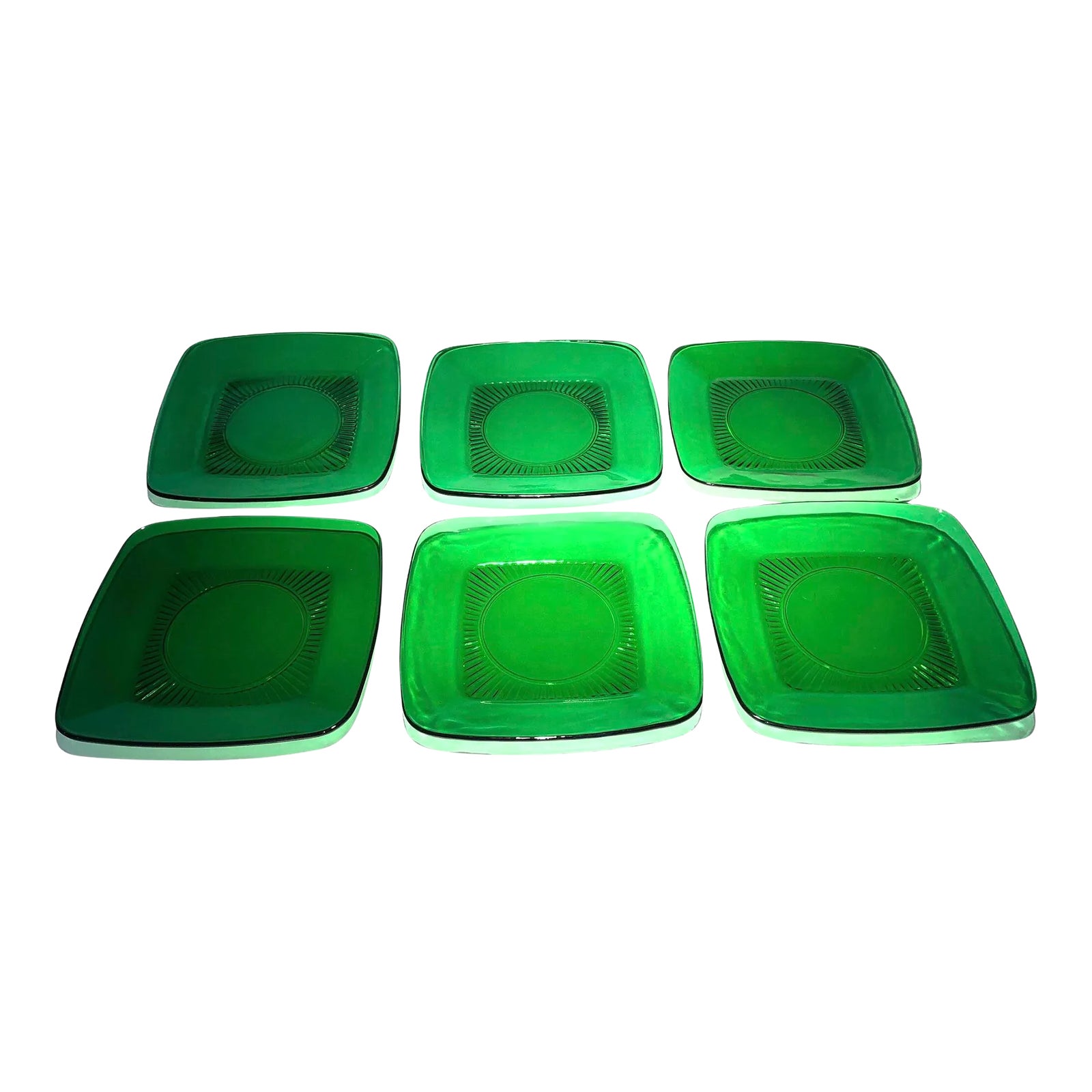 Vintage Anchor Hocking Spring Forest Green Glass Dinner Plates, Set of ...