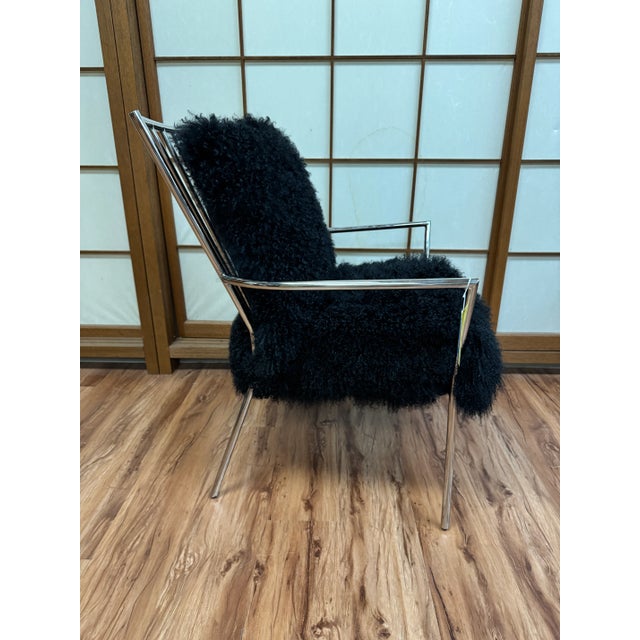 Restoration Hardware Khan Tibetan Black Wool Chair | Chairish