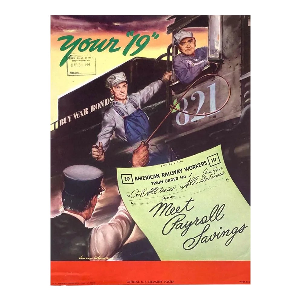 "Your '19'" Vintage Wwii u.s. Treasury Poster, 1944 | Chairish