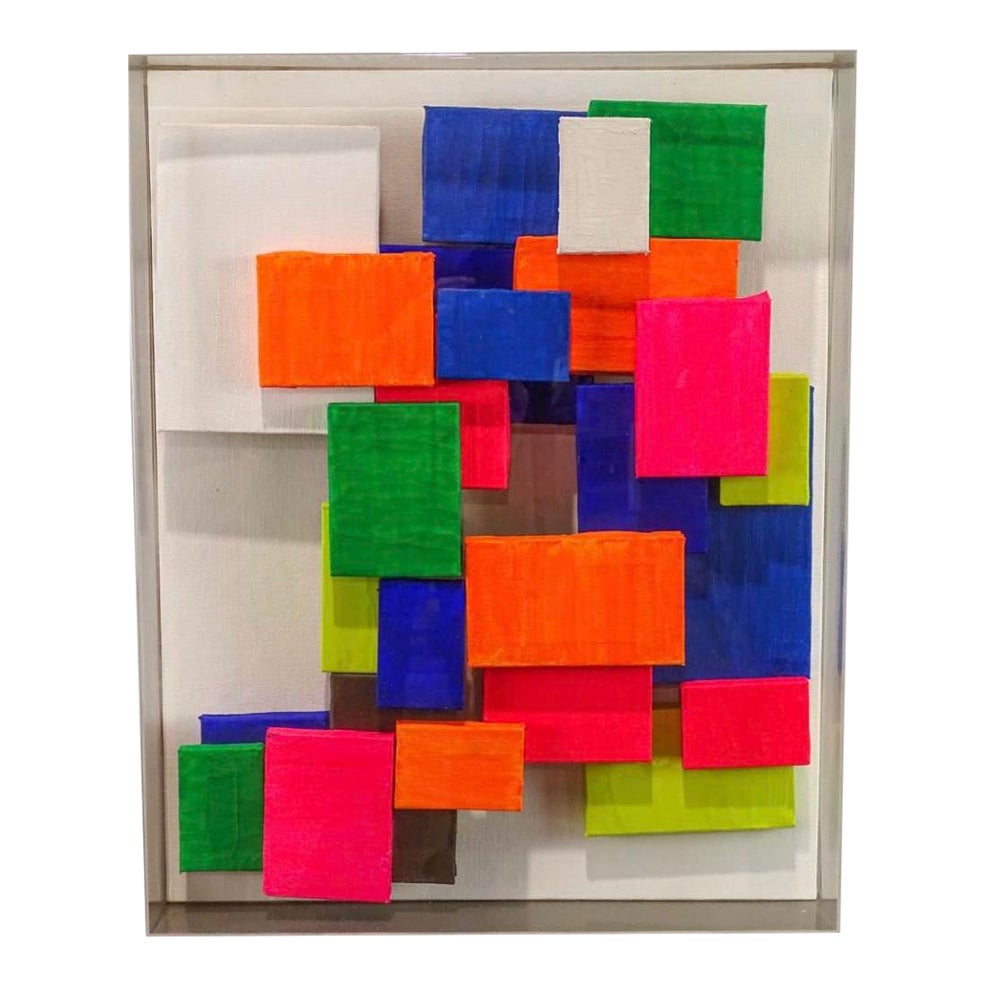 1970s Geometric Colorful Modernist Shadow Box Multidimensional Collage ...