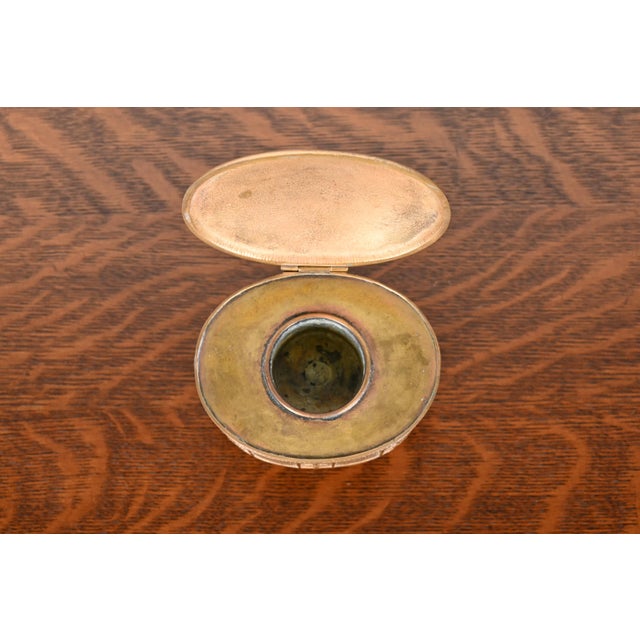 Tiffany Studios New York Adam Bronze Doré Inkwell | Chairish