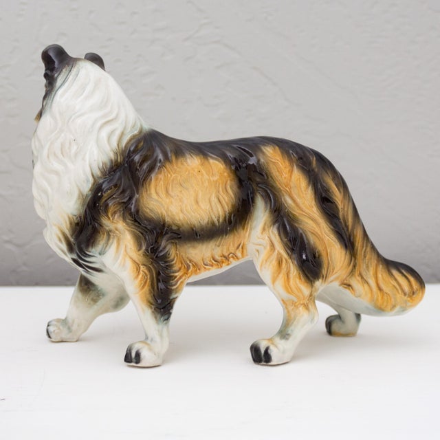 Ceramic Rough Collie | Shetland Sheep Dog Hand Painted Figurine | Chairish