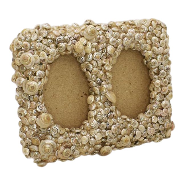 Coastal Shiny Shell Folk Art Photo Frame | Chairish