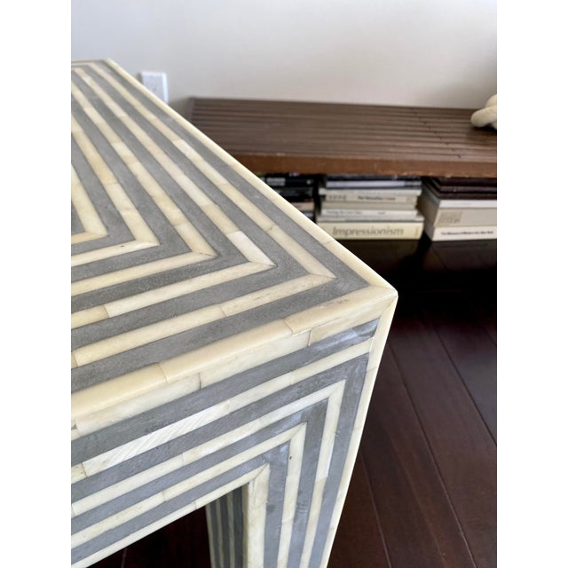 Bone and Resin Striped Mod Side Table Malena Stripped Side Table by ...