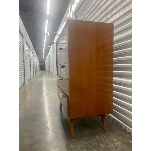1970s Walnut Albert Parvin Style Tall Boy | Chairish