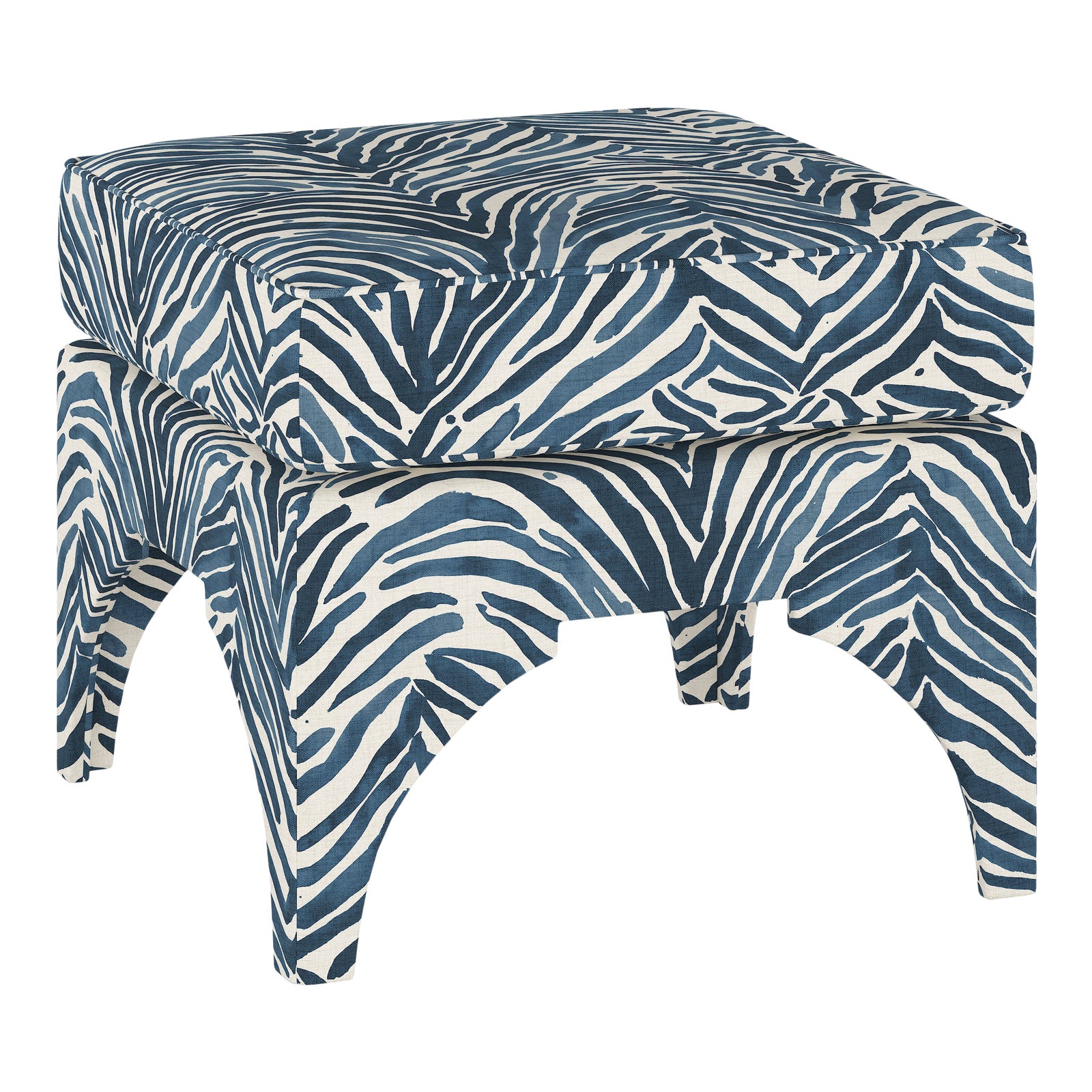 Ottoman, Washed Zebra Blue | Chairish