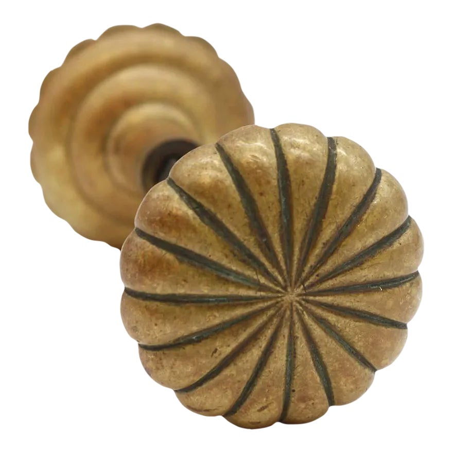 Antique Radial Bronze Fluted Door Knob Set | Chairish