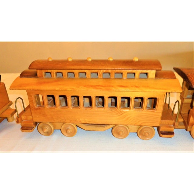 Handcrafted Large Wood Train Set- 4 Pieces | Chairish